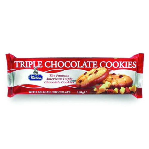 Merba Triple Chocolate Cookies 180gr (22 Uds) – Distribucion Americanmarket